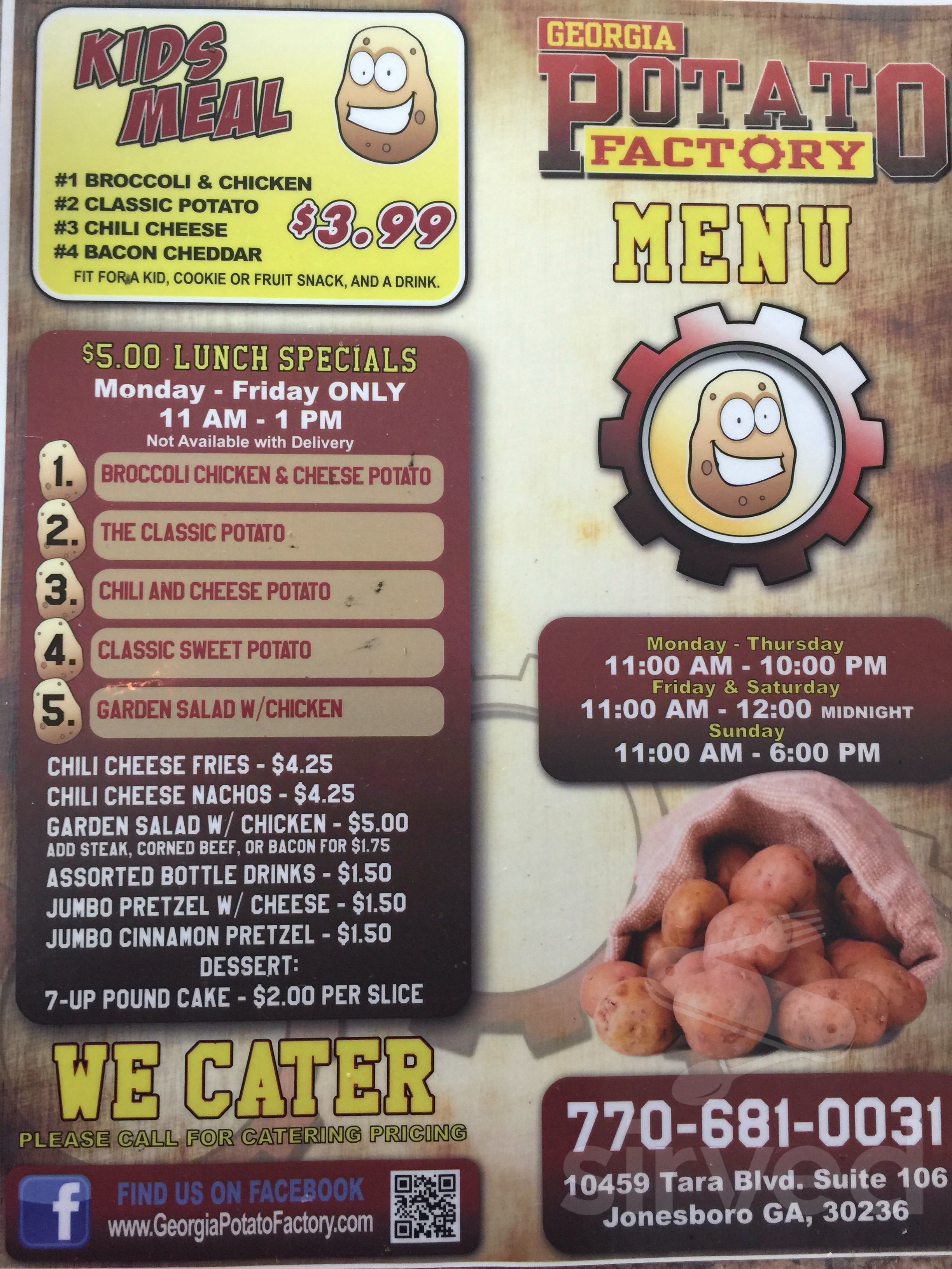 Georgia Potato Factory menu in Jonesboro, Georgia, USA