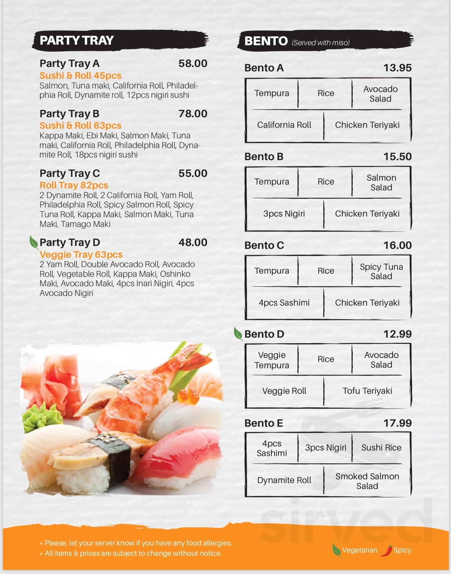 Arigato Sushi menus in Summerside, Prince Edward Island, Canada