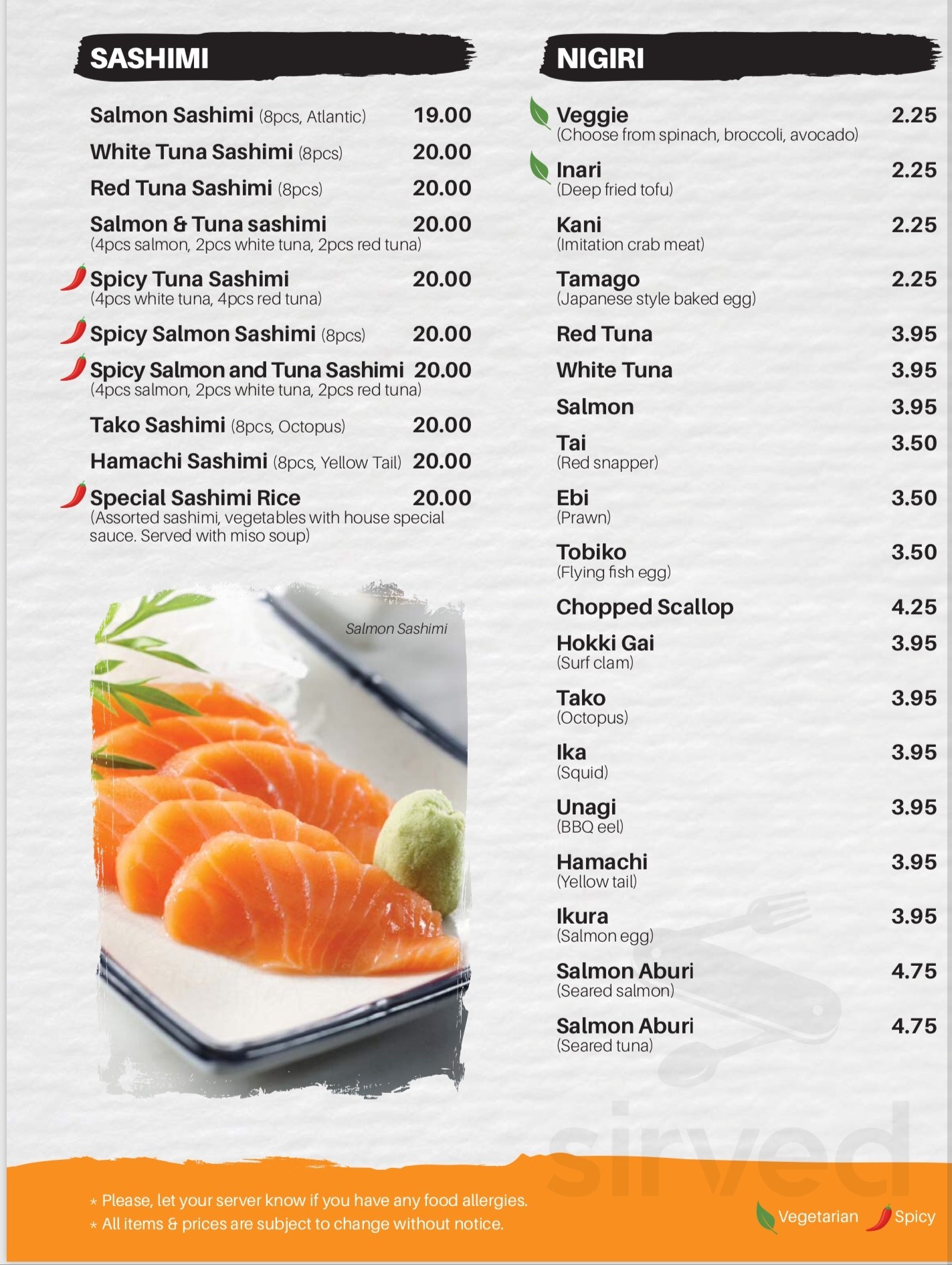 Arigato Sushi menus in Summerside, Prince Edward Island, Canada
