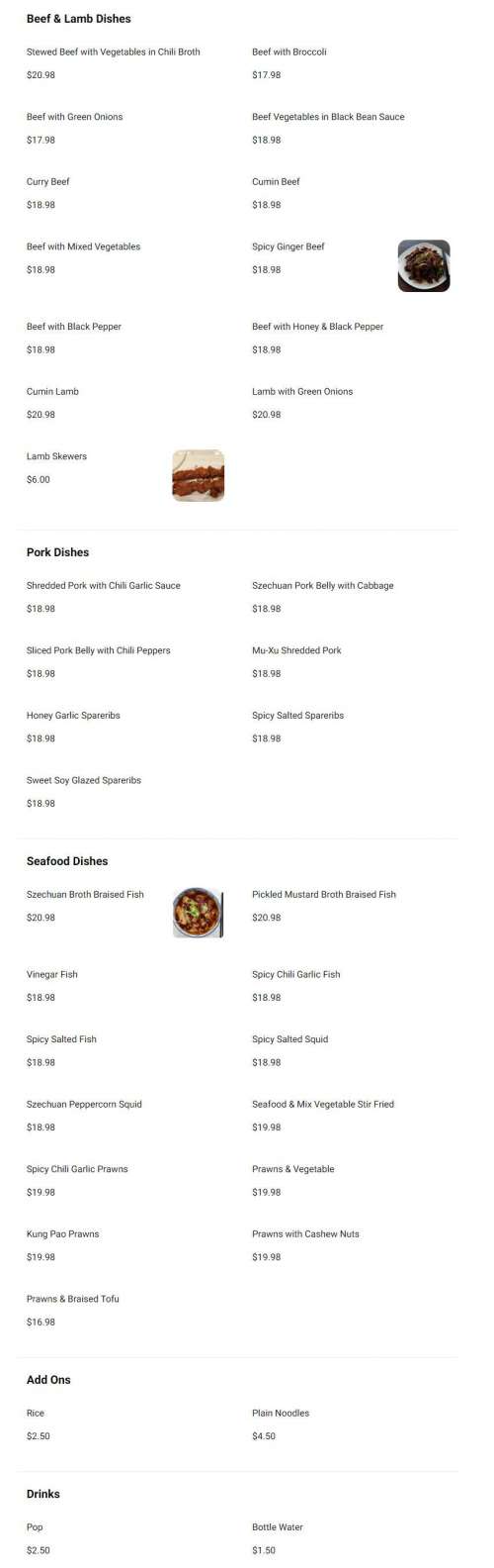 Happy Noodle House menu in Vancouver, British Columbia, Canada