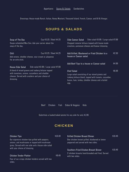 Haywood 209 Cafe menu in Waynesville, North Carolina, USA