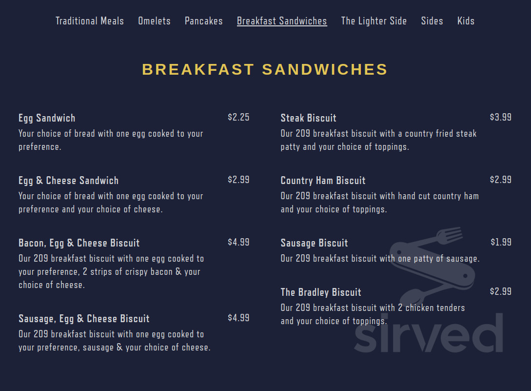 Haywood 209 Cafe menus in Waynesville, North Carolina, United States