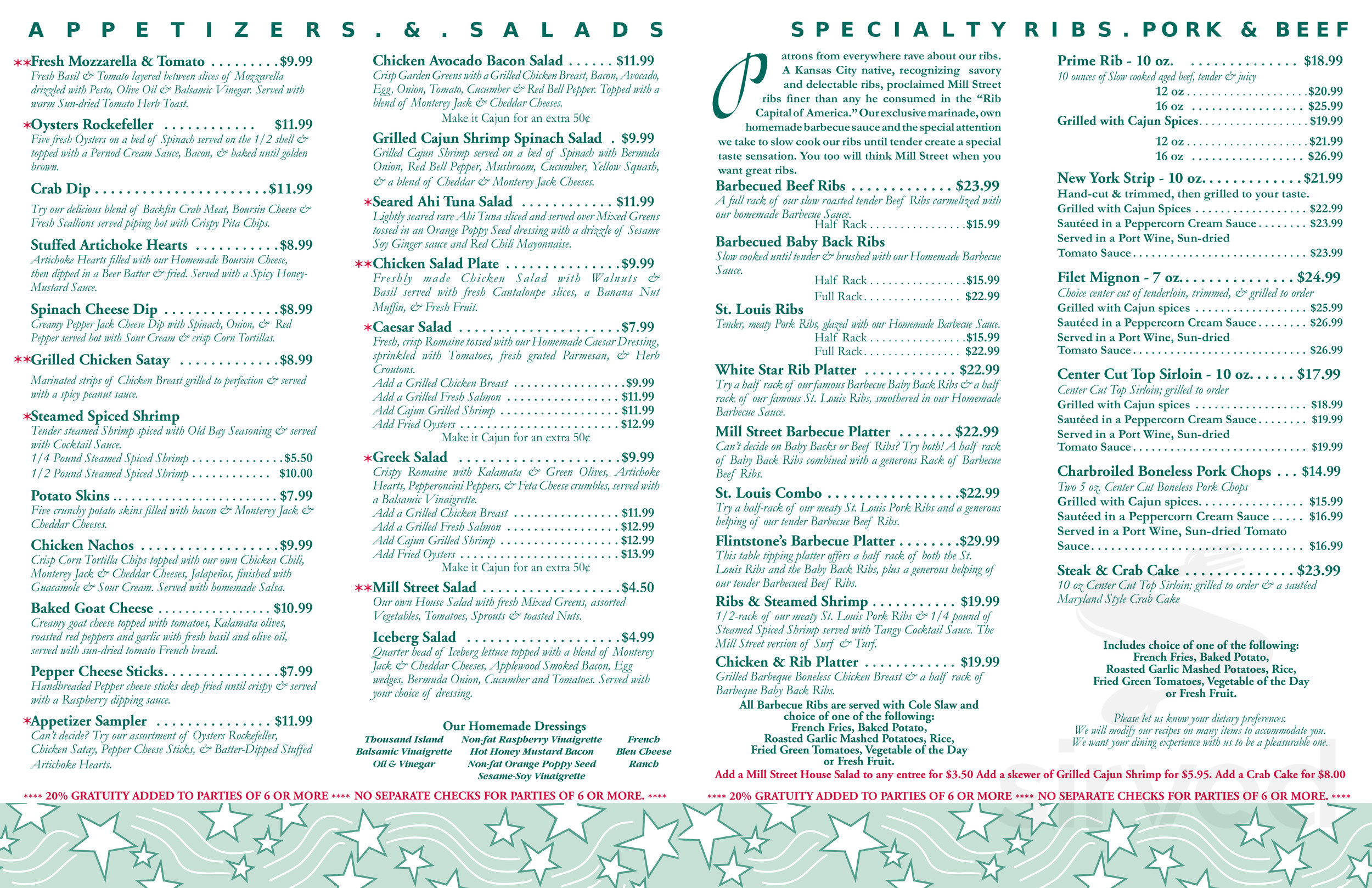 Mill Street Grill menu in Staunton, Virginia, USA