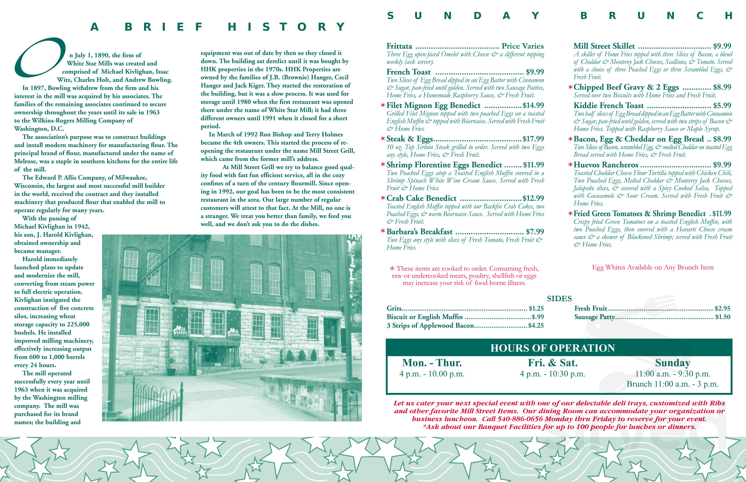 Mill Street Grill menu in Staunton, Virginia, USA