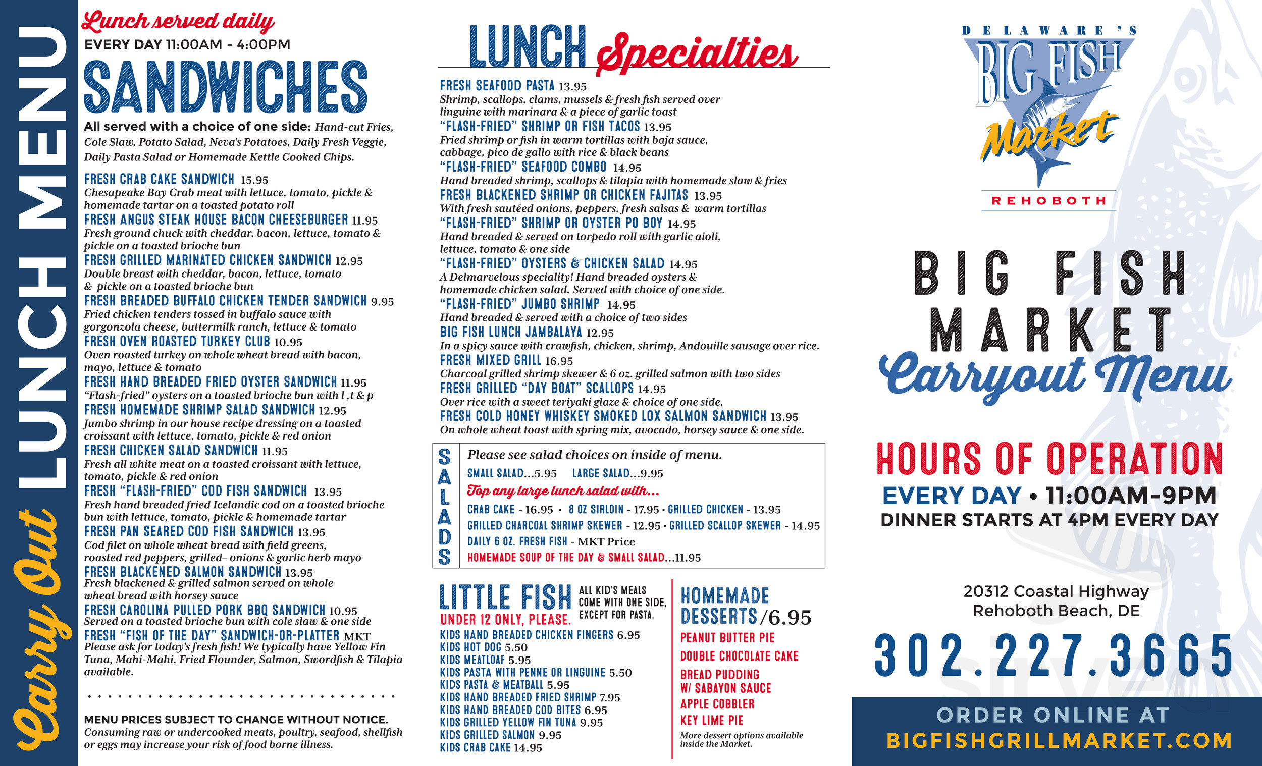 Menu for Big Fish Seafood Market in Rehoboth Beach, DE | Sirved