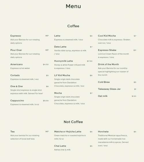 Amberson Coffee & Grocer menu in Indianapolis, Indiana, USA
