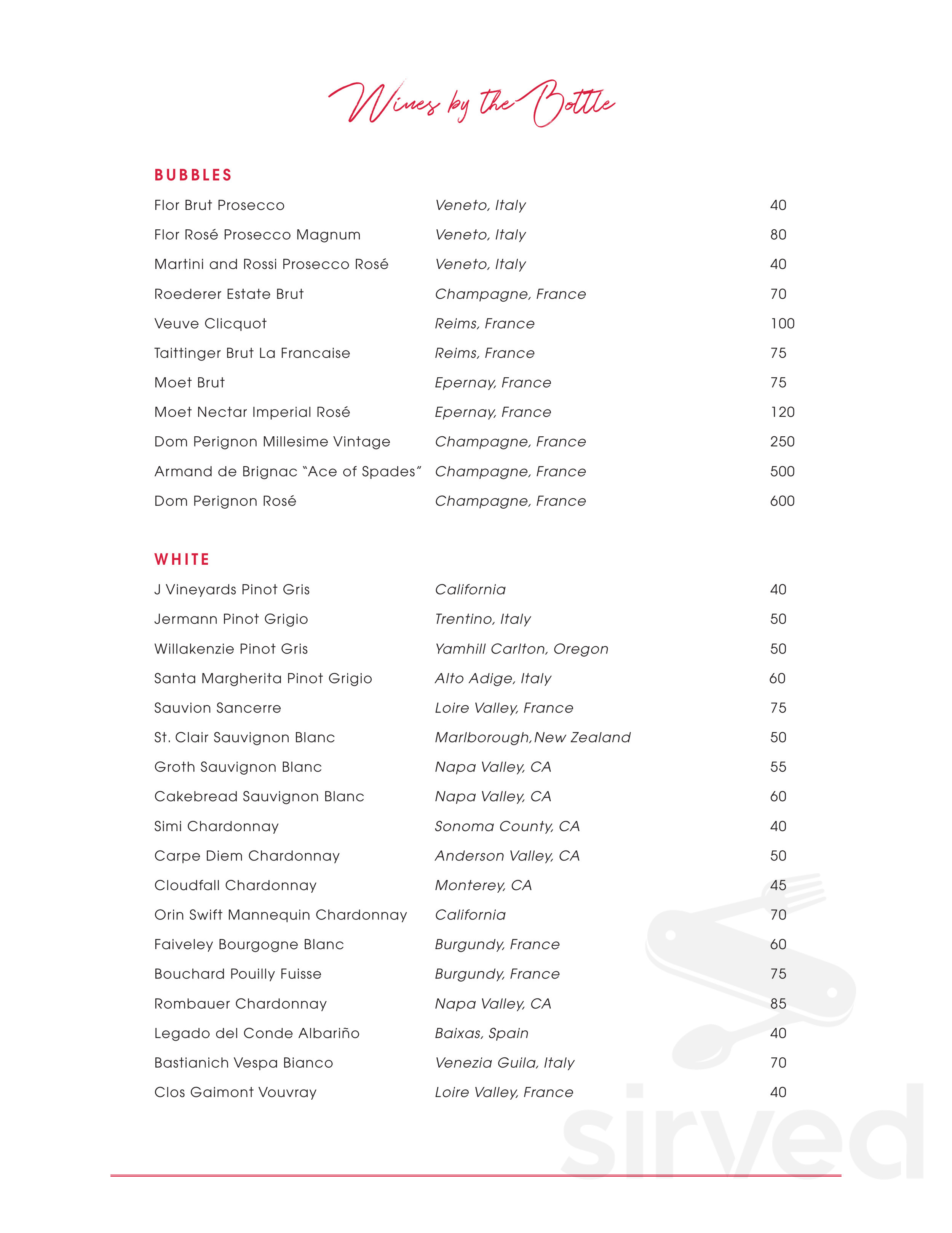 Menu - Covington LA's Desi Vega's Steakhouse | Sirved