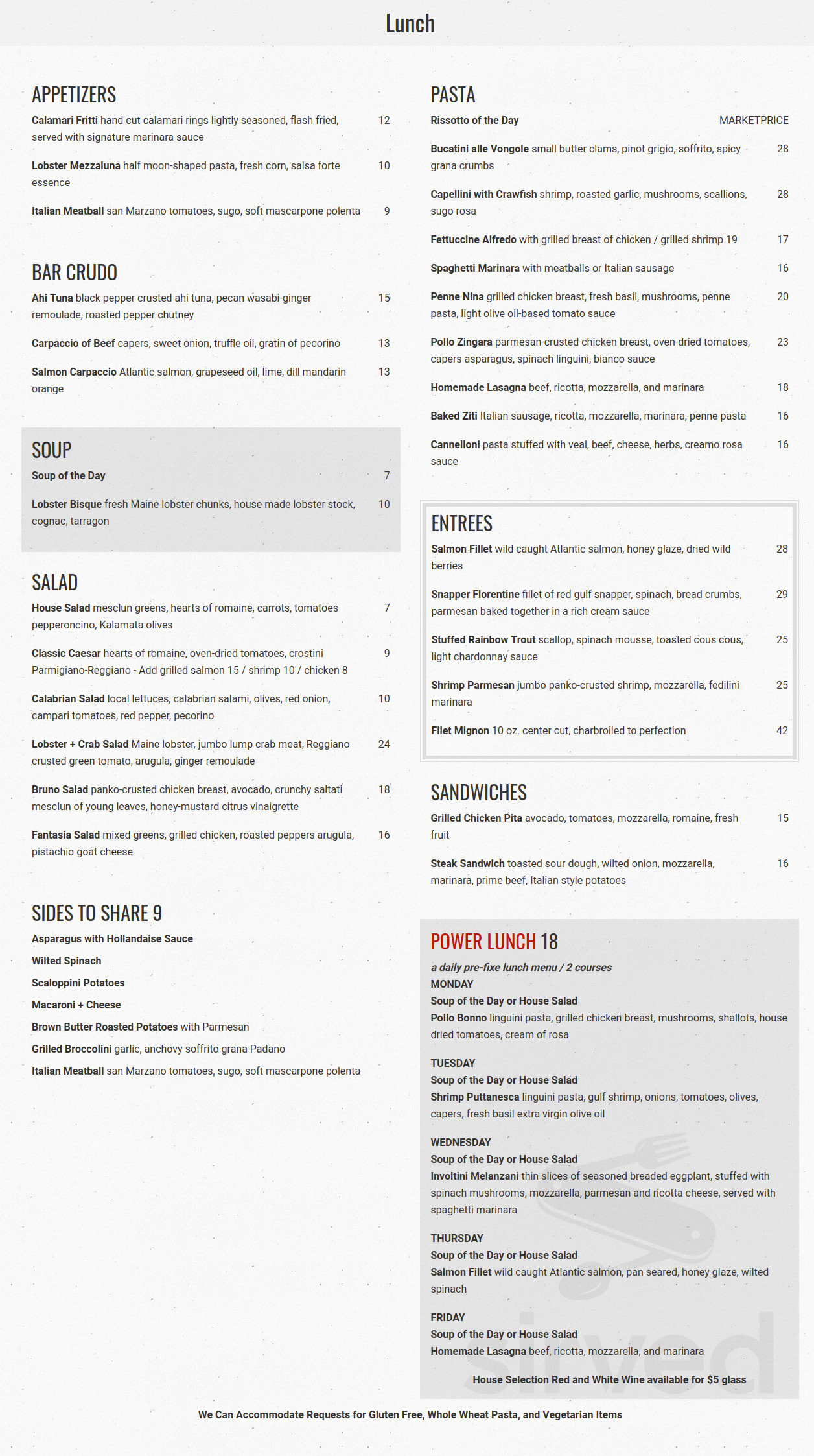 Amerigo's Grille menu in The Woodlands, Texas, USA