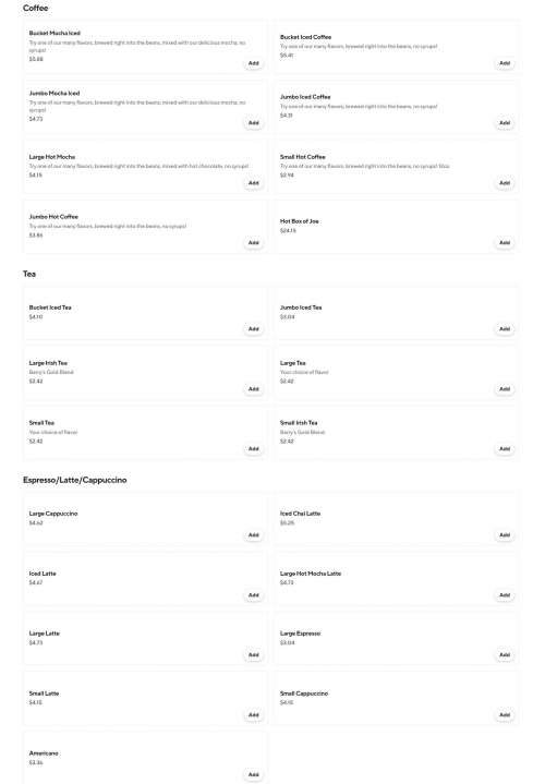 PS Gourmet Coffee menu in Braintree, Massachusetts, USA