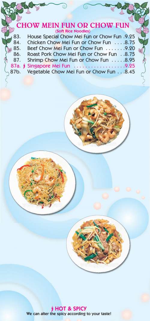 New Man Hing menu in Nutley, New Jersey, USA