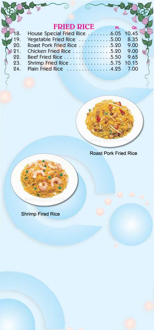 New Man Hing menu in Nutley, New Jersey, USA