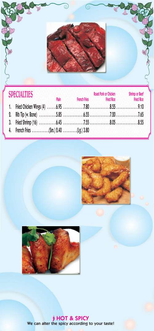 New Man Hing menu in Nutley, New Jersey, USA