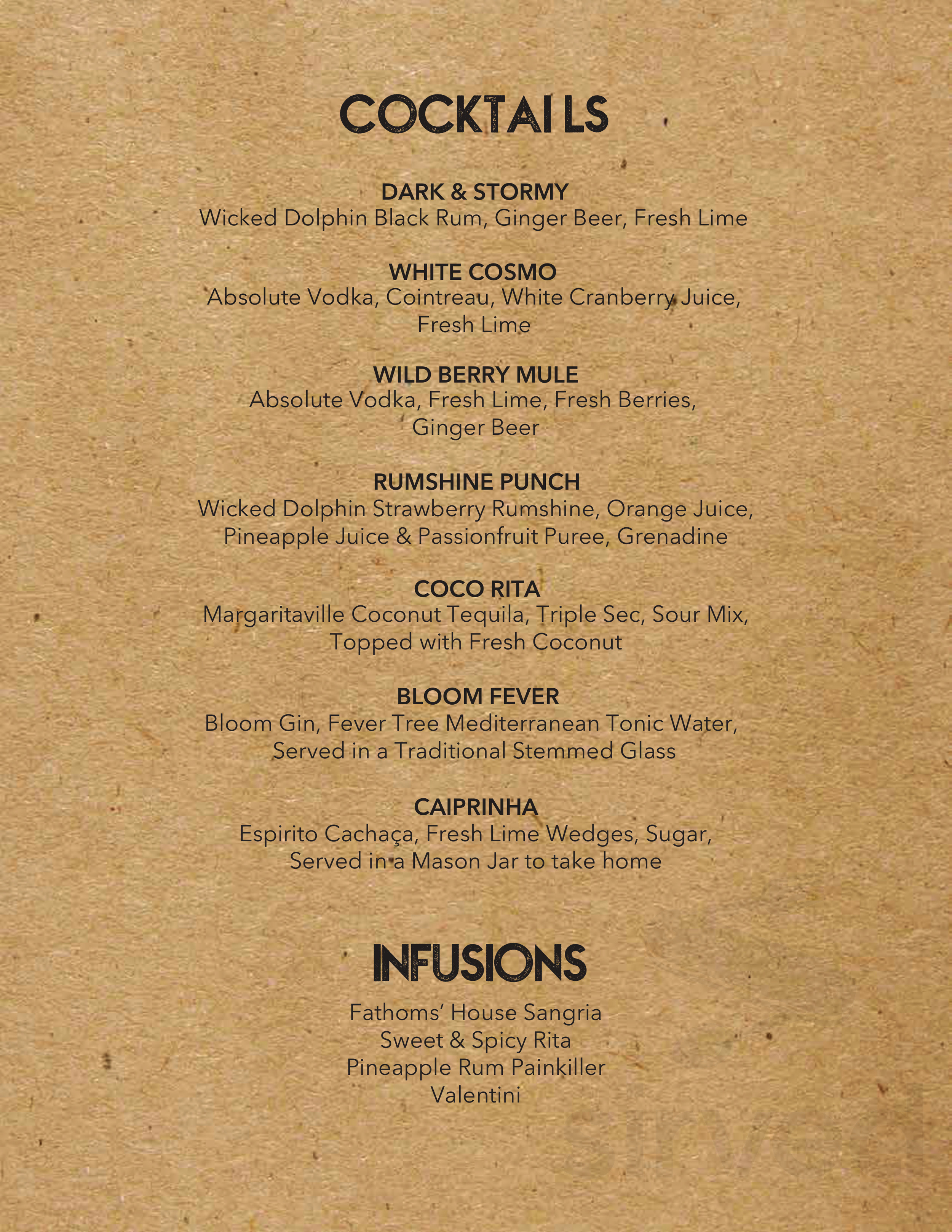 Menu for Fathoms Restaurant & Bar in Cape Coral, FL | Sirved