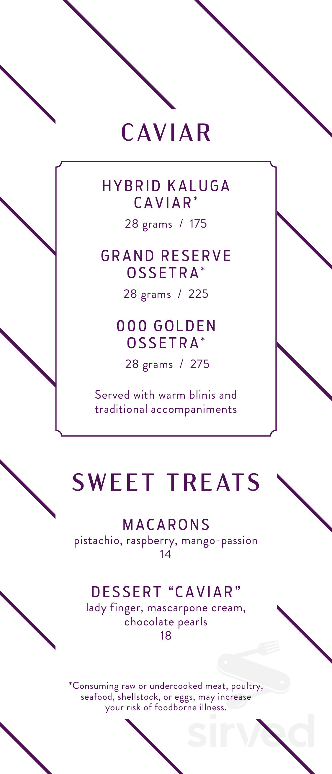 Bar Parasol menu in Las Vegas, Nevada, USA