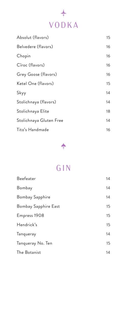 Bar Parasol menu in Las Vegas, Nevada, USA