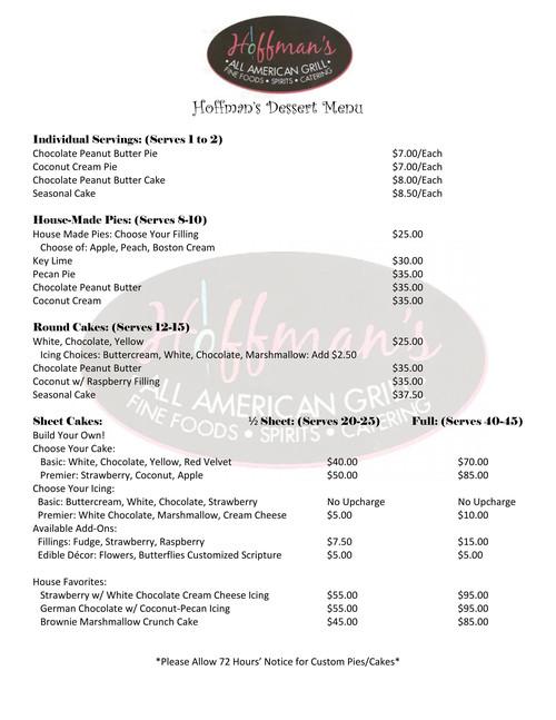 Hoffmans All American Grill menu in Hagerstown, Maryland, USA