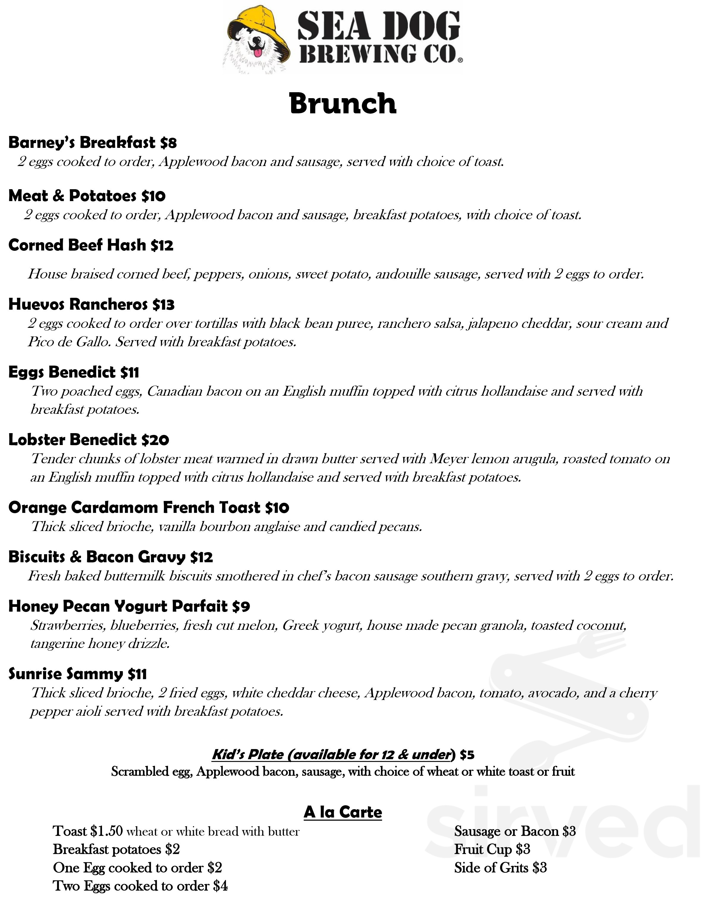 Sea Dog Brewing Co. menus in Treasure Island, Florida, United States