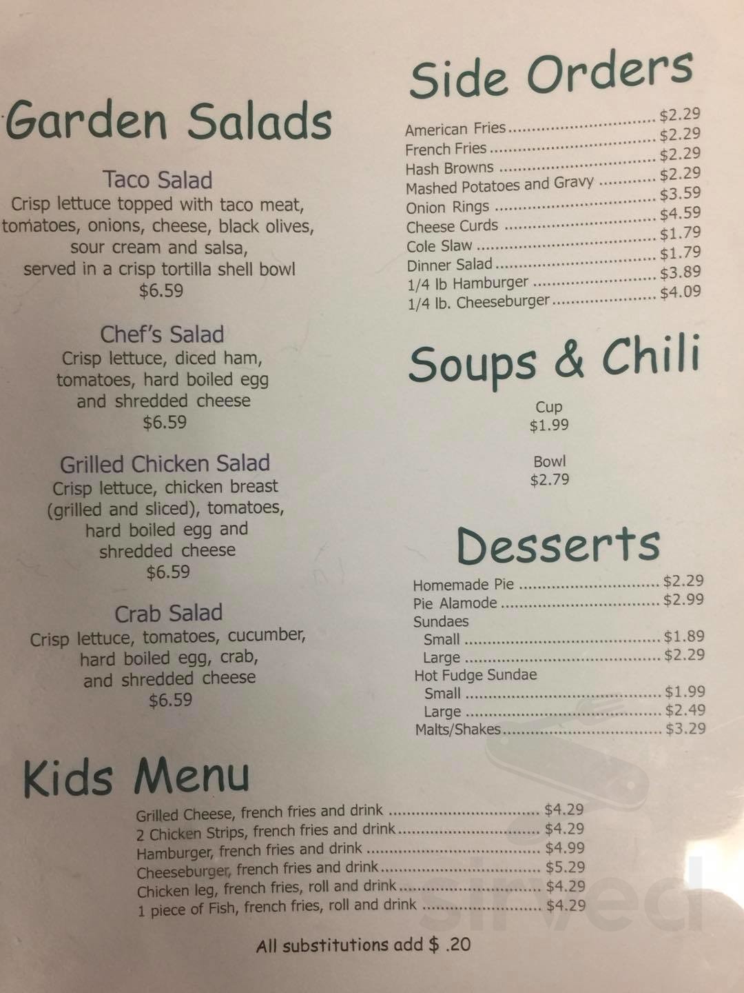 Phillip's Cafe & Catering menu in Phillips, Wisconsin, USA