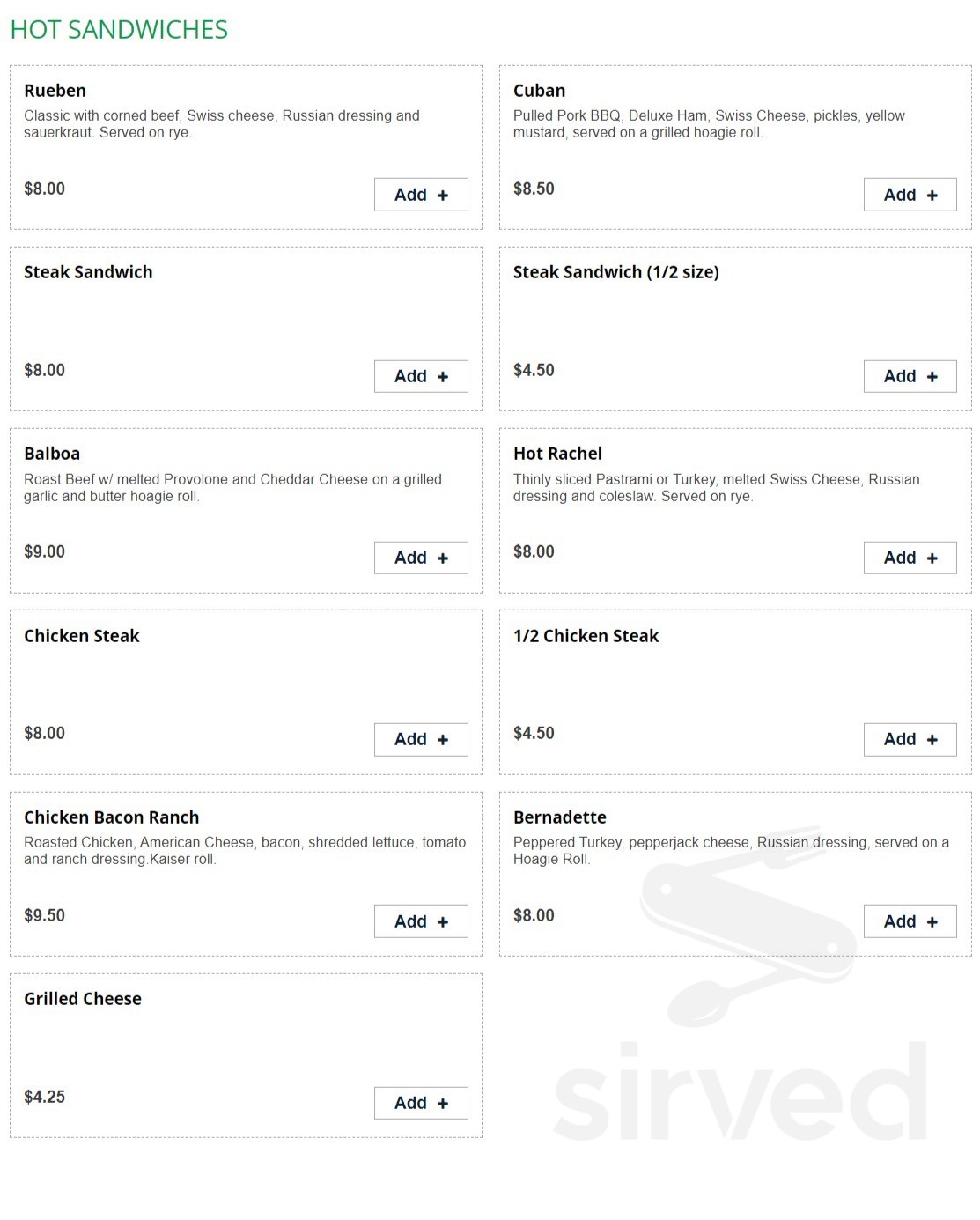 Brookside Deli menu in Macungie, Pennsylvania, USA