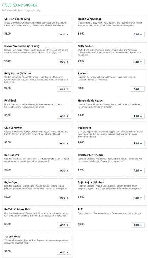 Brookside Deli menu in Macungie, Pennsylvania, USA