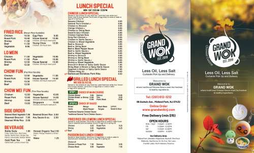 Grand Wok menu in Midland Park, New Jersey, USA