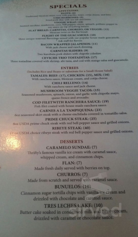 La Vida Cantina menu in Costa Mesa, California, USA