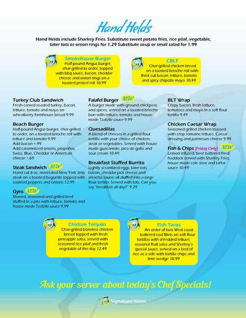 Sharkey's Bar and Grill menu in Liverpool, New York, USA