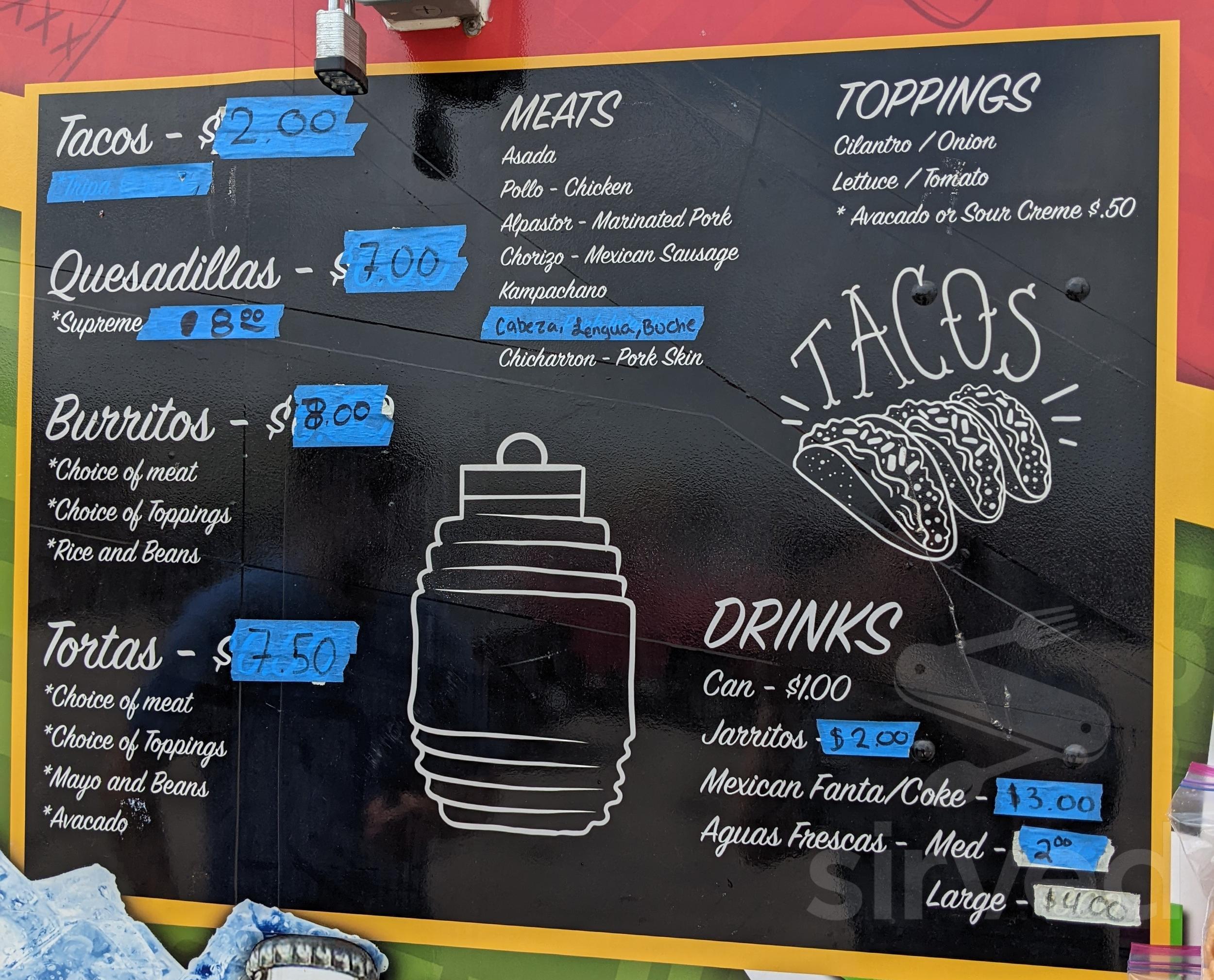 Menu - Tulsa OK's Tacos El Chapulincito | Sirved