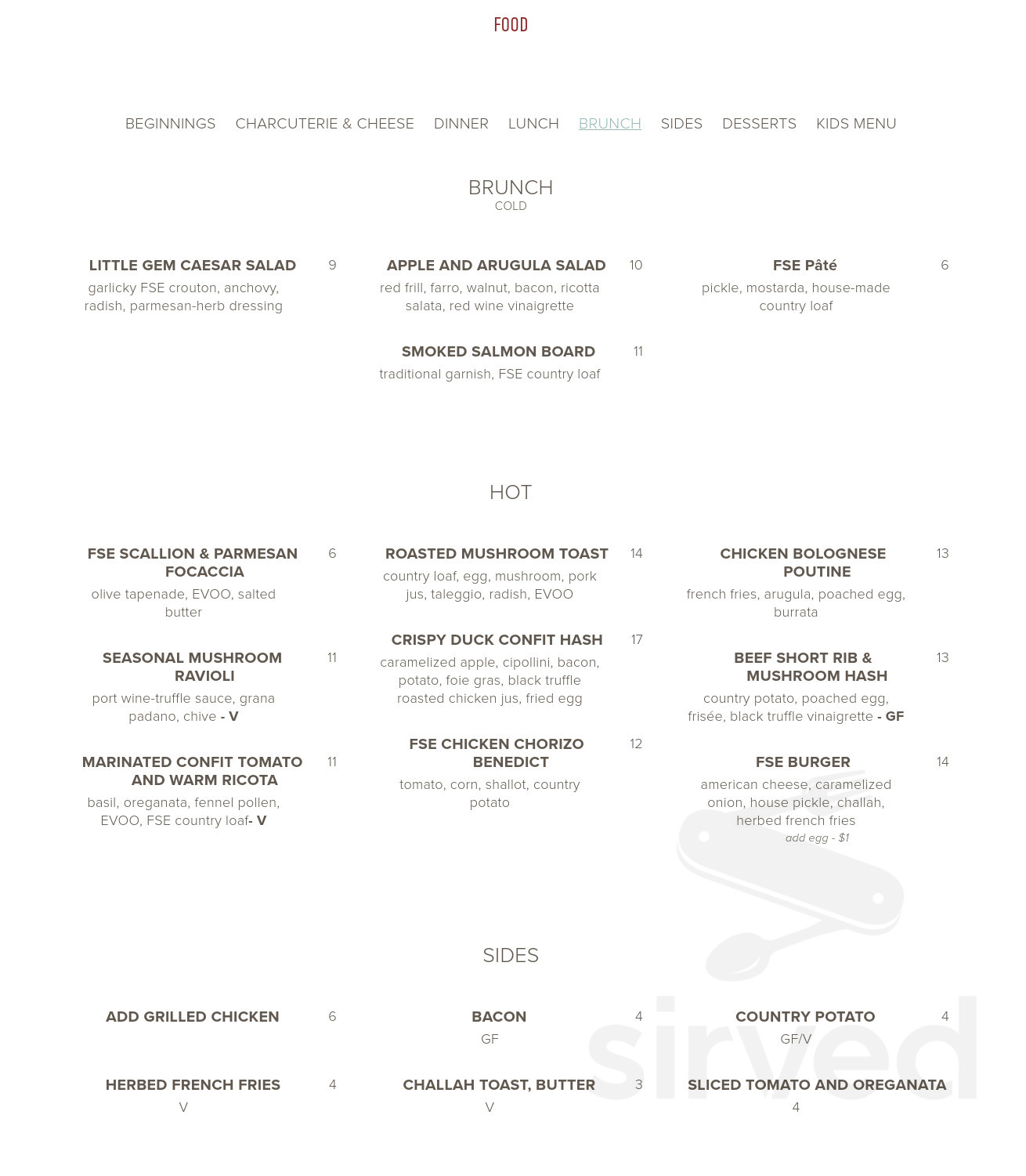 Foundation Social Eatery menu in Alpharetta, Georgia, USA