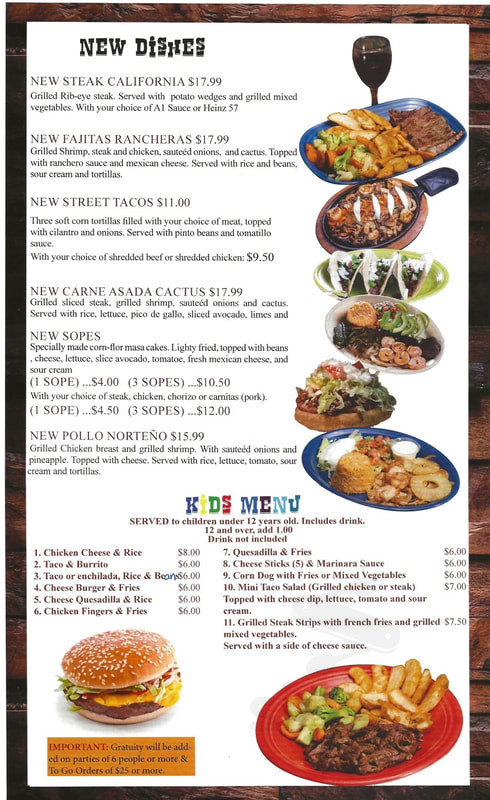 El Mezcal menu in Memphis, Tennessee, USA