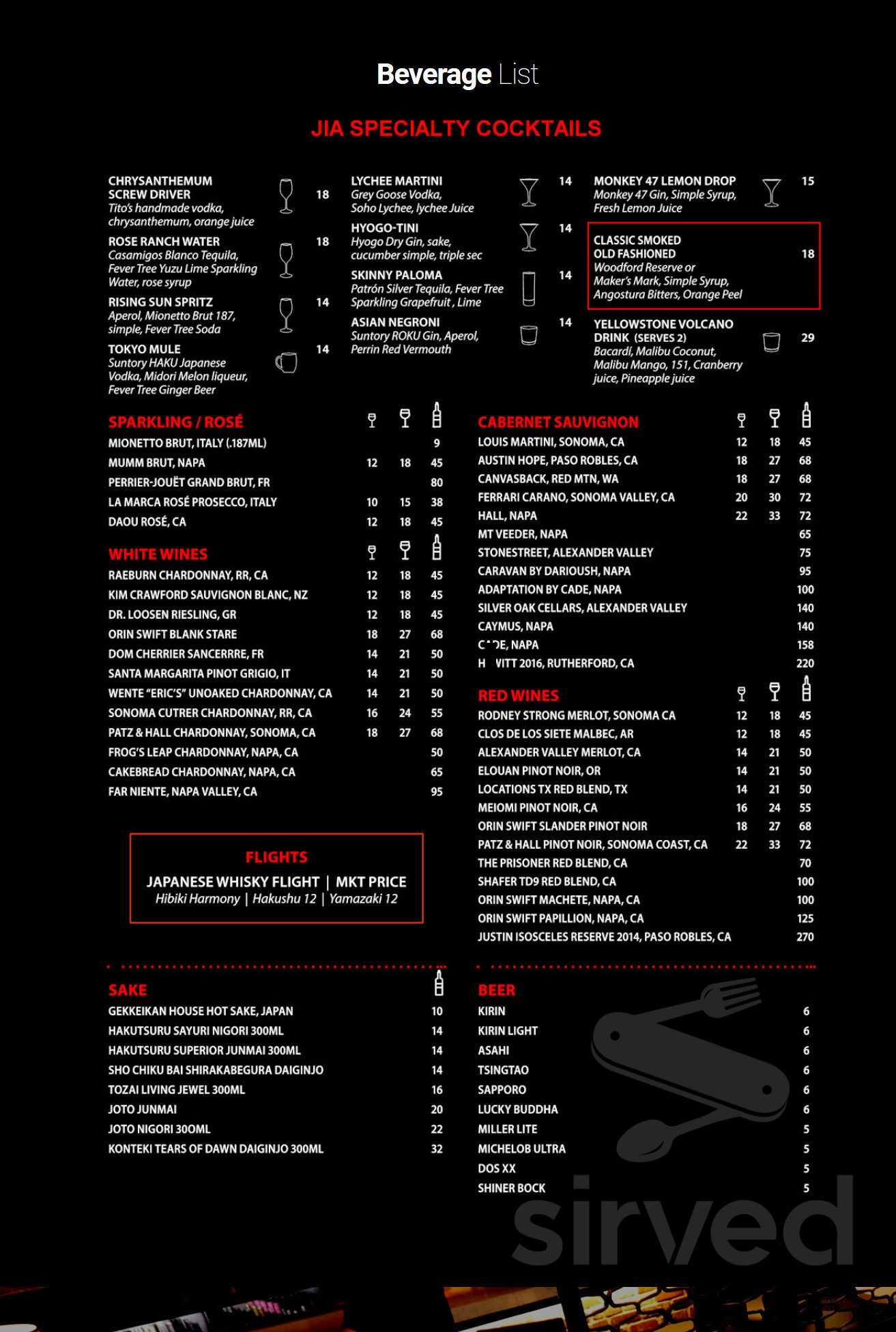 Jia Modern Chinese menus in Dallas, Texas, United States