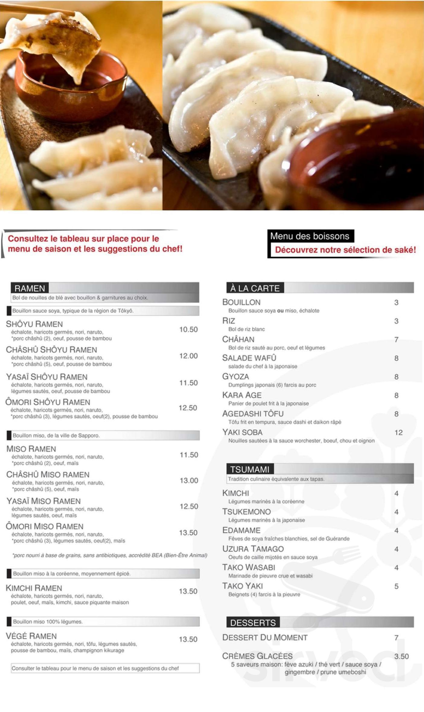 Menu for Tora-Ya Ramen in Québec, QC | Sirved