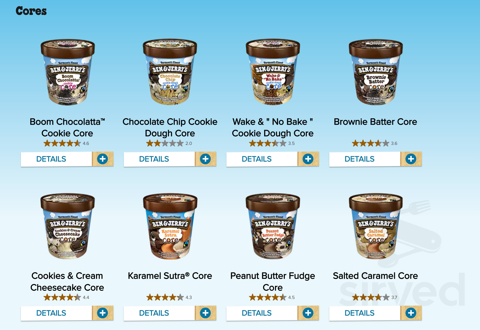Menu - Plano TX's Ben & Jerry’s | Sirved
