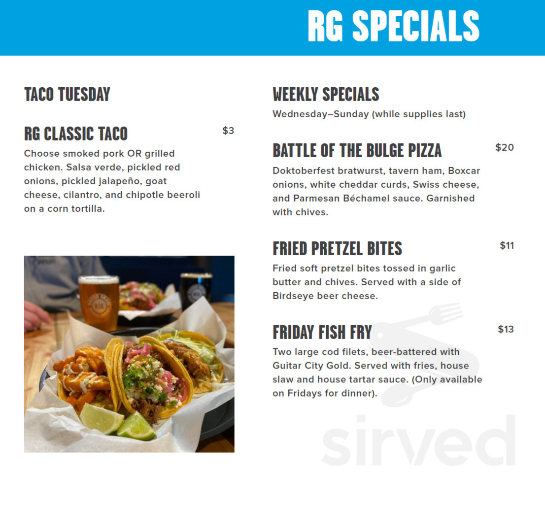 Raised Grain Brewing Co Menu In Waukesha Wisconsin Usa