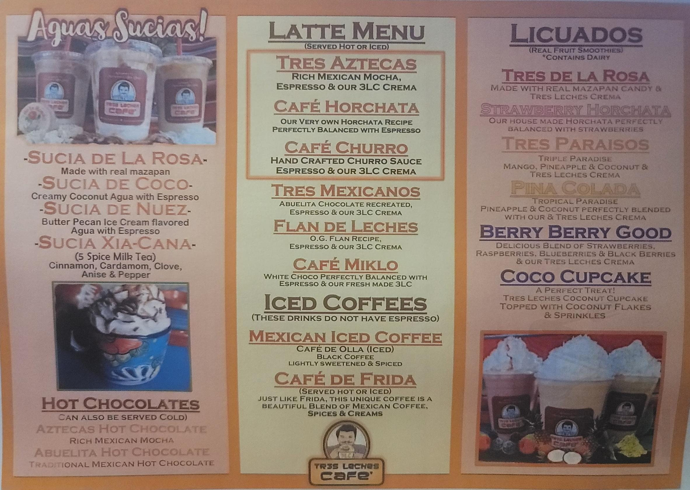Tres Leches Café menu in Phoenix, Arizona, USA