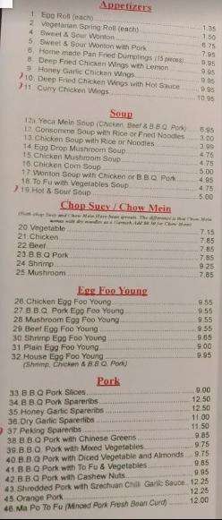 Double Happiness Chinese Restaurant menu in Midland, Ontario, Canada