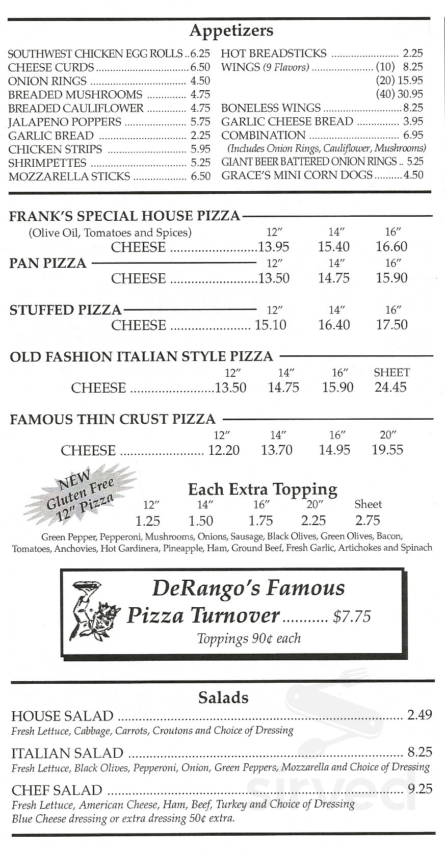 DeRango 's The Pizza King Restaurant & Sports Bar menus in Kenosha ...