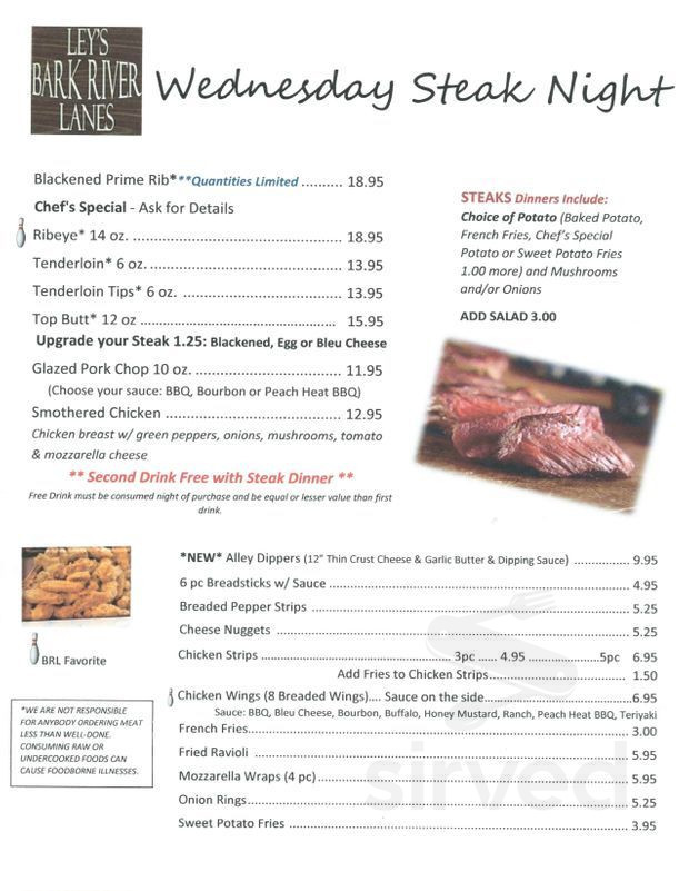 Bark River Lanes menus in Sullivan, Wisconsin, United States
