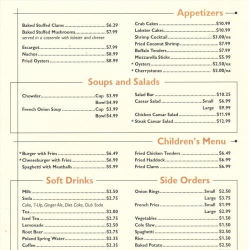 Hungry Traveler menu in Salisbury, Massachusetts, USA