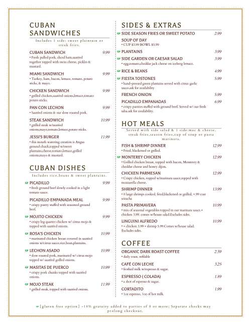 Jessica's Bistro menu in Lake City, Florida, USA