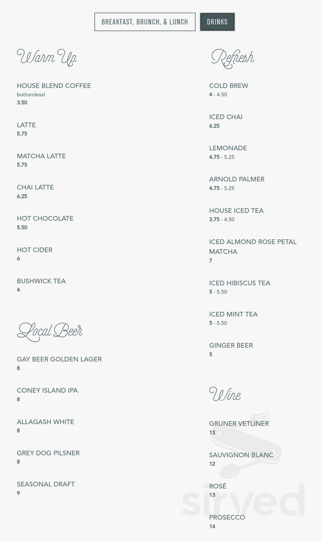 Menu for The Grey Dog?Flatiron in New York, New York, United States