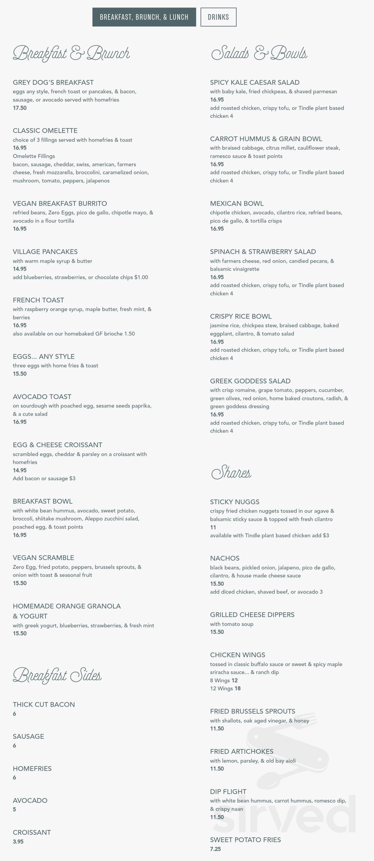 Menu for The Grey Dog?Flatiron in New York, New York, United States