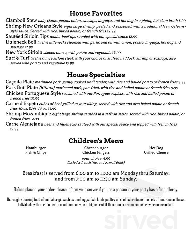 Danny's Seafood / Bar & Grille menus in New Bedford, Massachusetts ...