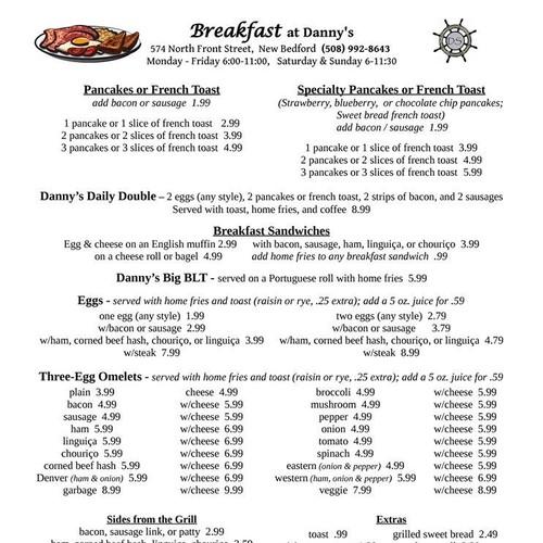 Danny's Seafood / Bar & Grille menu in New Bedford, Massachusetts, USA