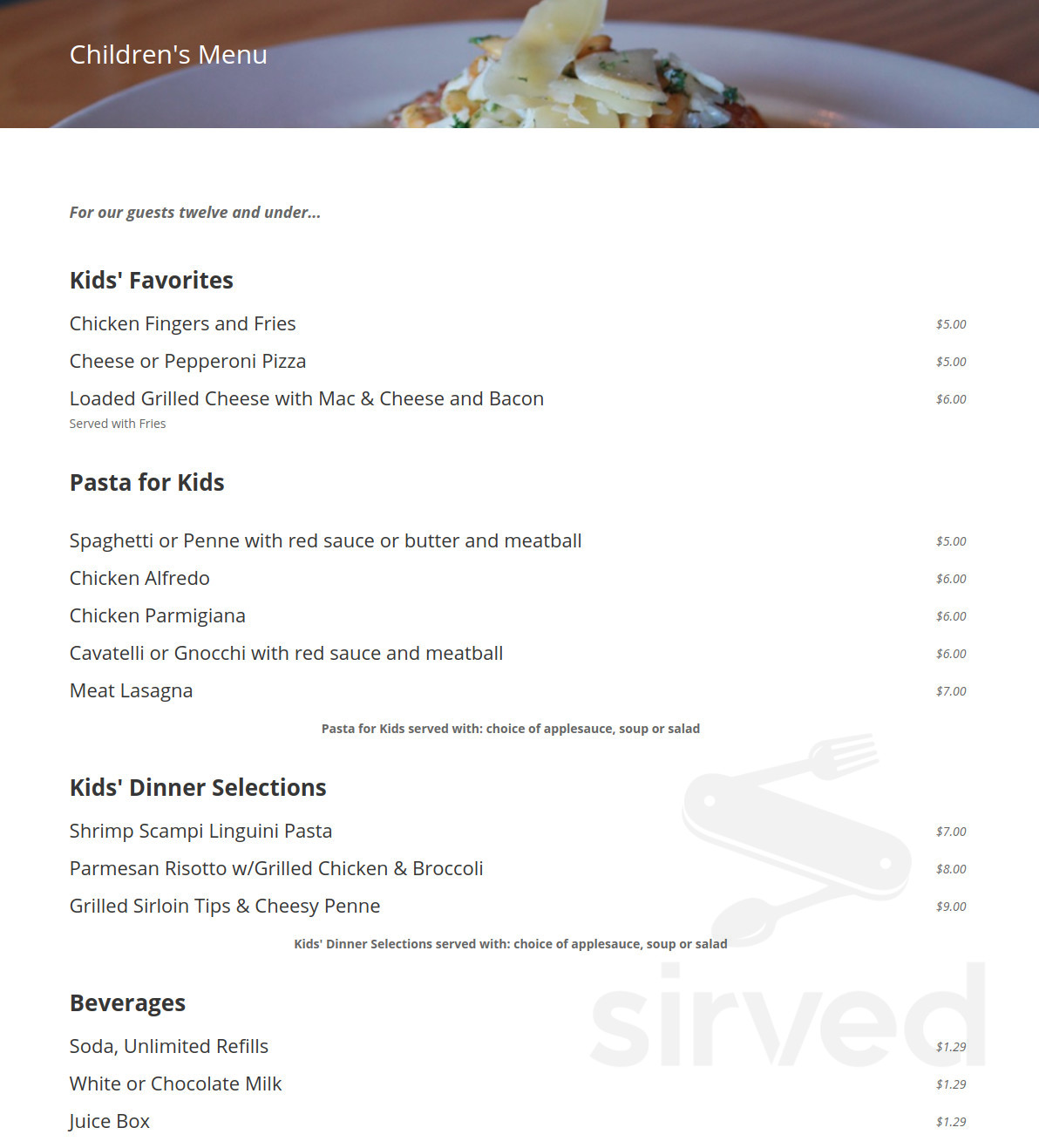 Muscarella's Cafe Italia Menu - Sharpsville, Pennsylvania | Sirved