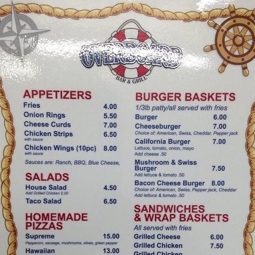 Overboard Bar & Grill menu in Inver Grove Heights, Minnesota, USA