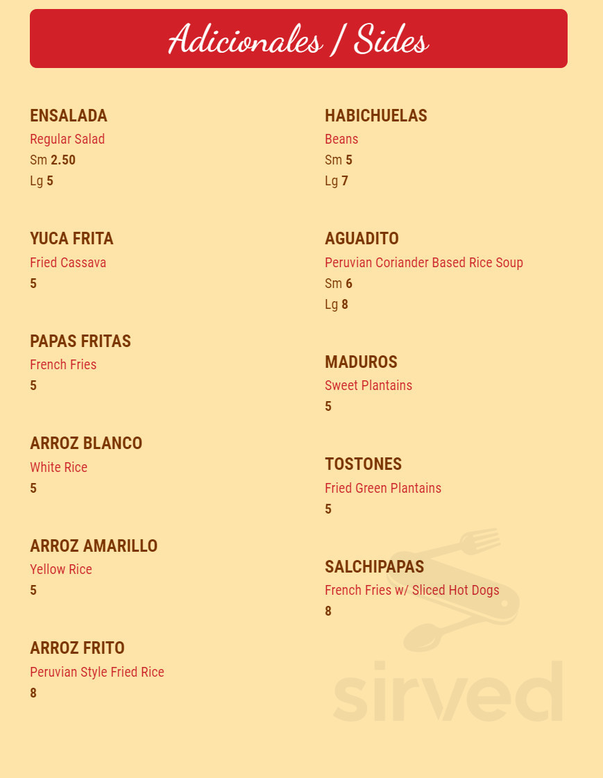 Sabor Peruano menus in Corona, New York, United States