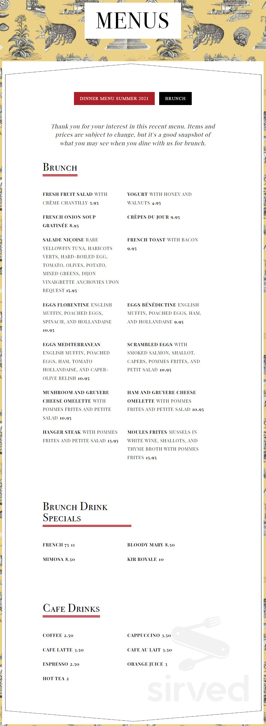 Vin Rouge menu in Durham, North Carolina, USA