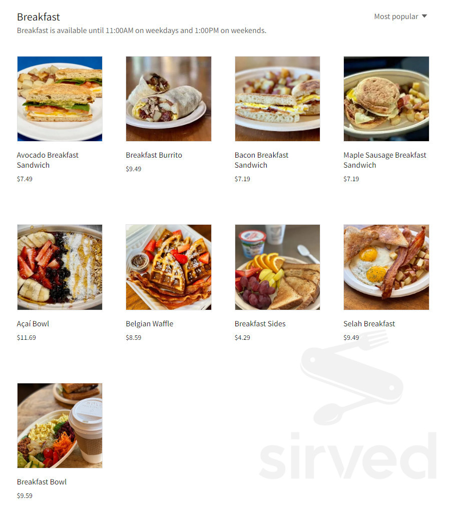 Selah Tea Cafe menu in Waterville, Maine, USA