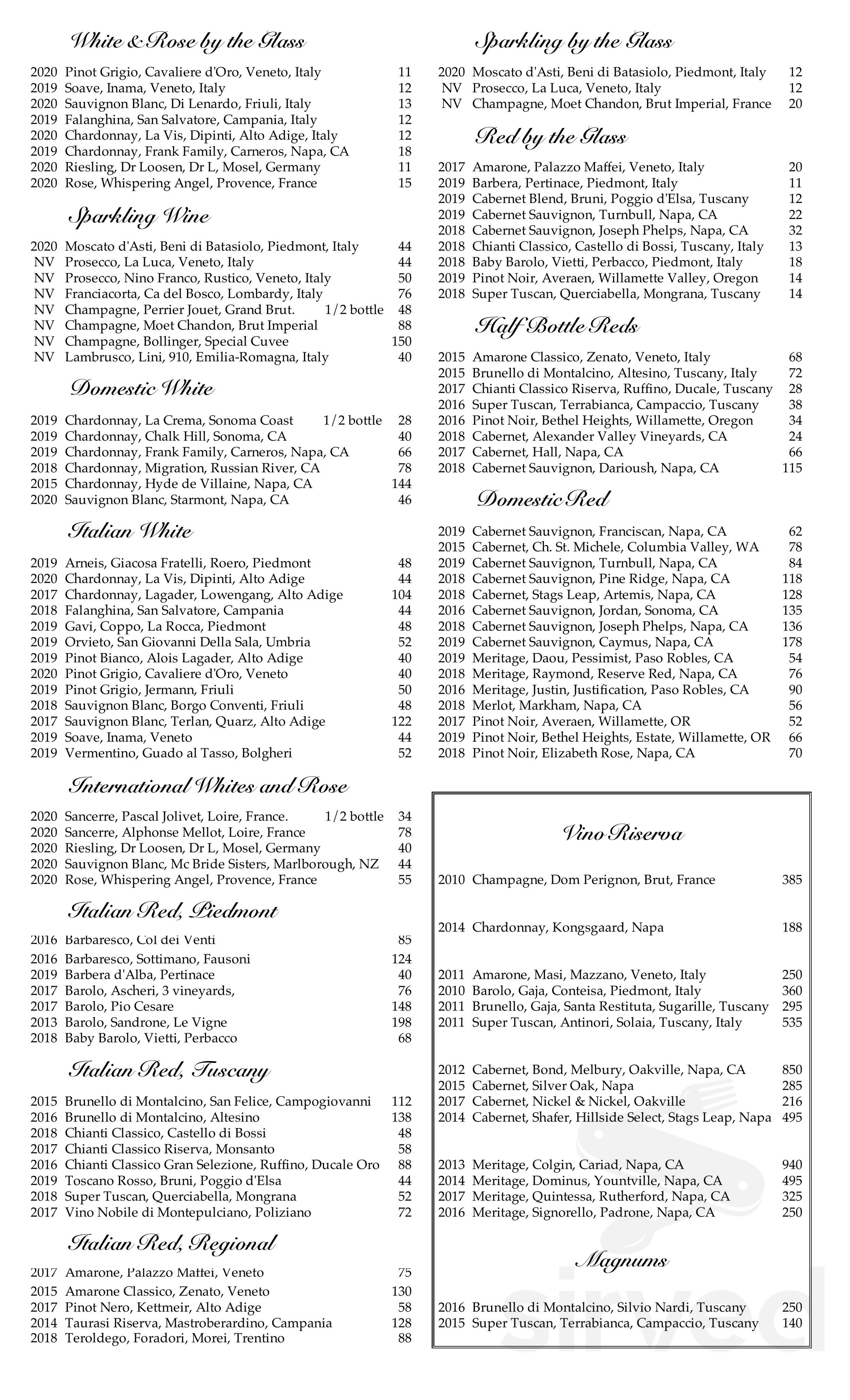Daniella's Ristorante menu in Peabody, Massachusetts, USA